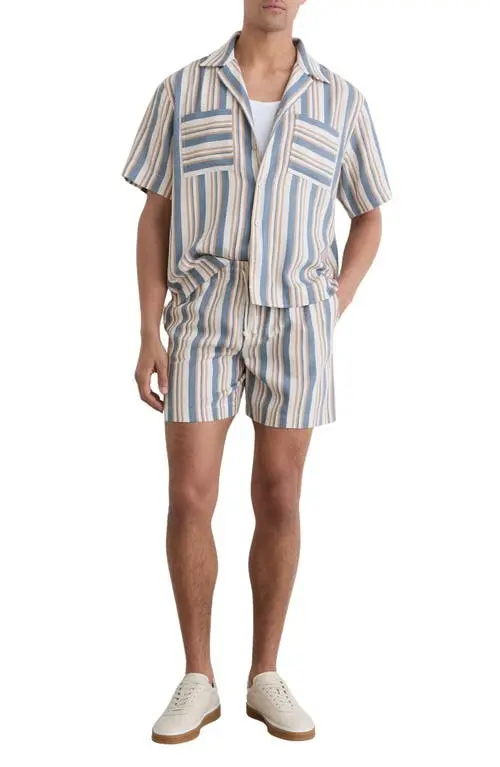 REISS Celeste Striped Camp Shirt - Blue/ecru
