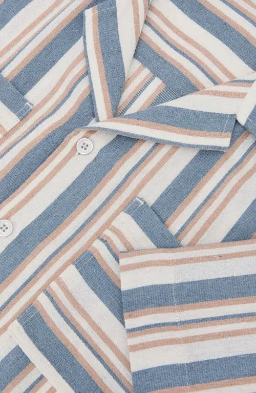 REISS Celeste Striped Camp Shirt - Blue/ecru