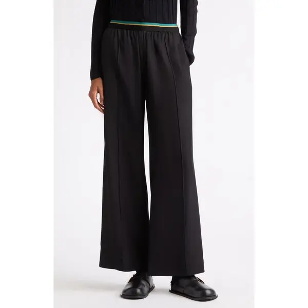 Plan C Wide Leg Trousers With Striped Waistband