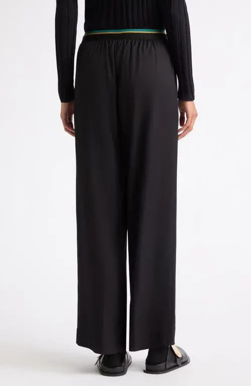 Plan C Wide Leg Trousers With Striped Waistband