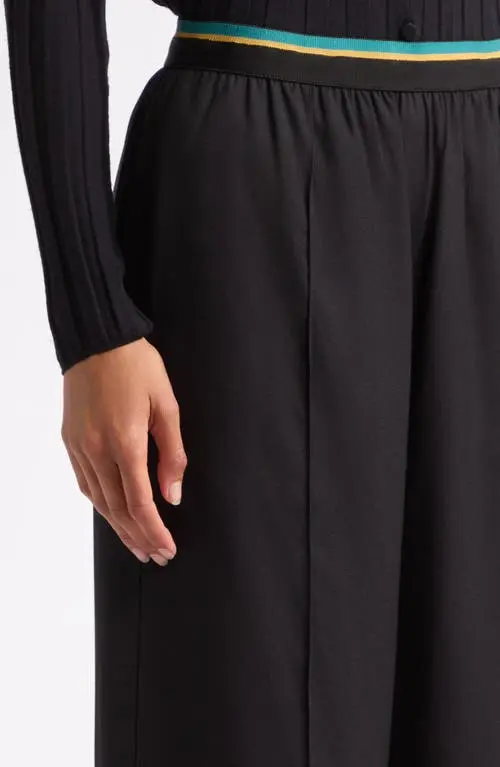 Plan C Wide Leg Trousers With Striped Waistband