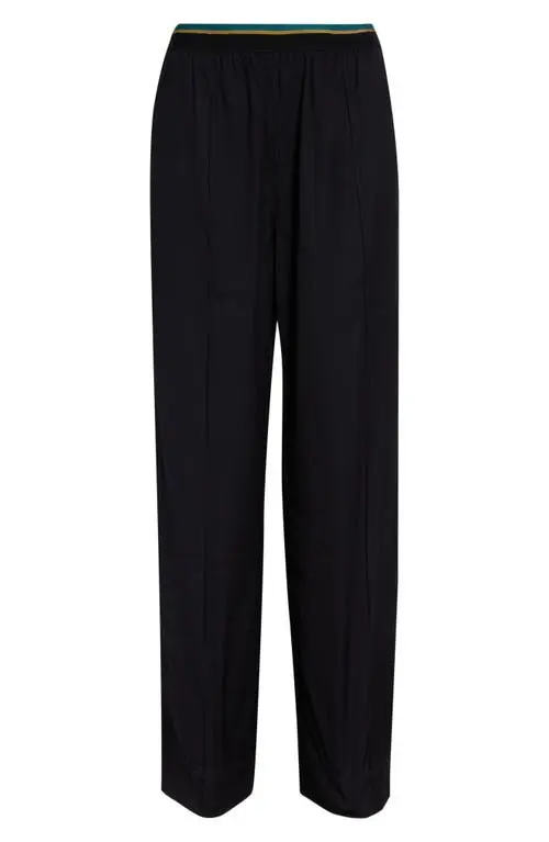 Plan C Wide Leg Trousers With Striped Waistband