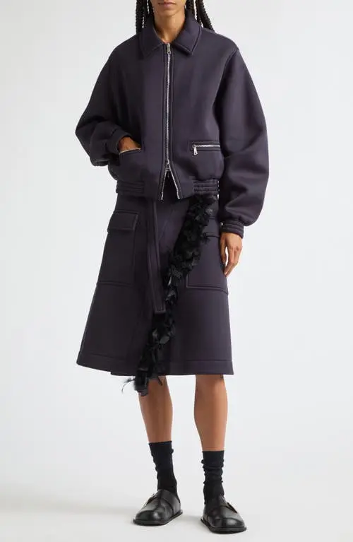 Plan C Feather-trimmed Midi Skirt