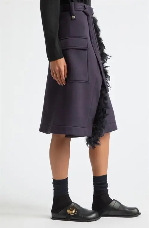 Plan C Feather-trimmed Midi Skirt