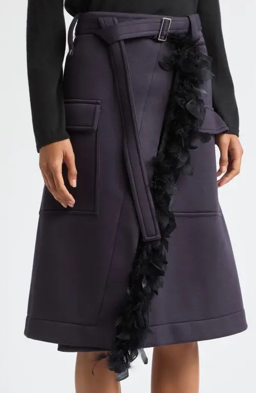 Plan C Feather-trimmed Midi Skirt
