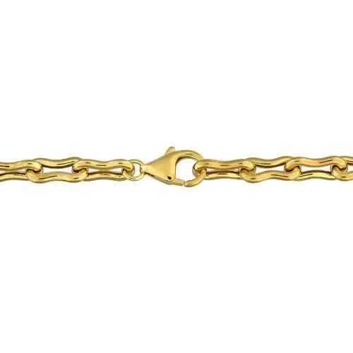 JULIANNA B. 2 Ctw Emerald-cut Lab-grown Diamond Link Necklace In 18k Gold Vermeil