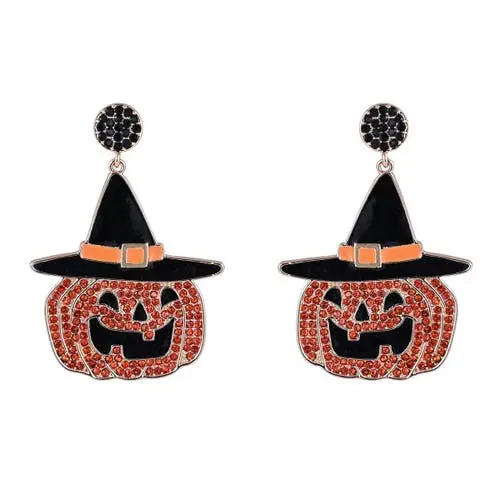 HALLMARK Halloween Jack-o'-lantern Witch Hat Dangle Earrings