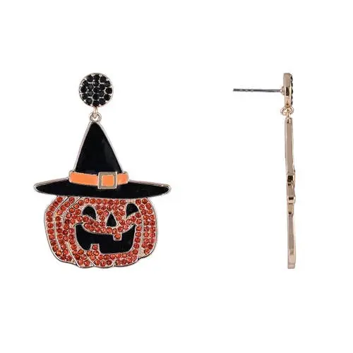 HALLMARK Halloween Jack-o'-lantern Witch Hat Dangle Earrings