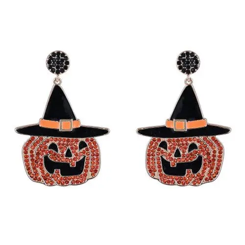 HALLMARK Halloween Jack-o'-lantern Witch Hat Dangle Earrings
