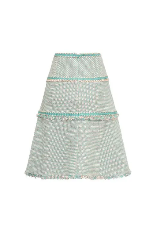 MAISON COMMON Two-tone Tweed Skirt With Patch Pockets And Trimming