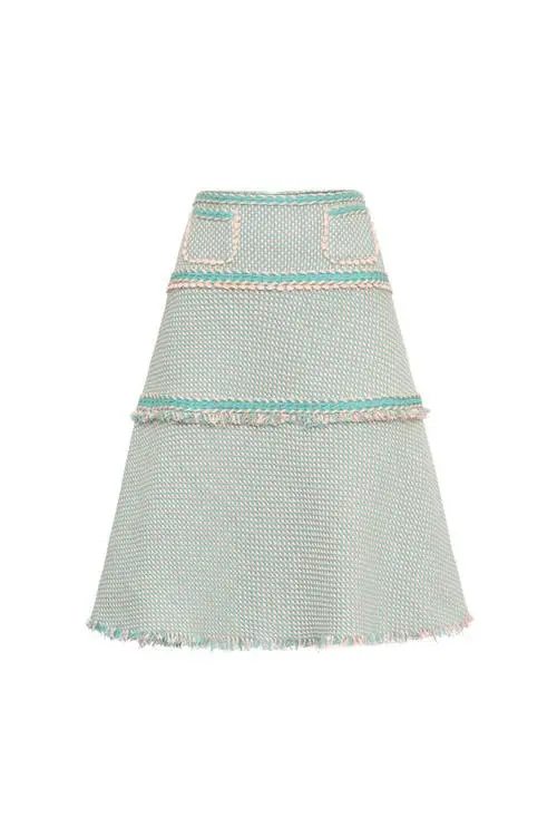 MAISON COMMON Two-tone Tweed Skirt With Patch Pockets And Trimming