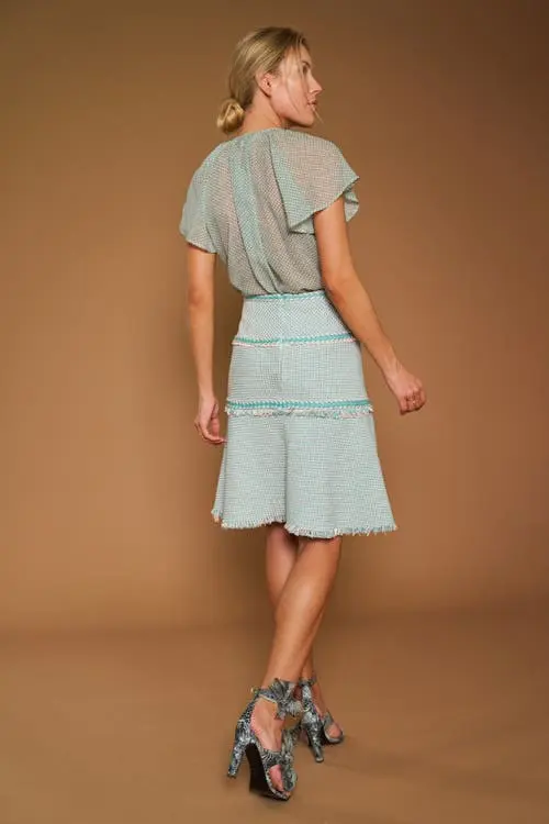 MAISON COMMON Two-tone Tweed Skirt With Patch Pockets And Trimming
