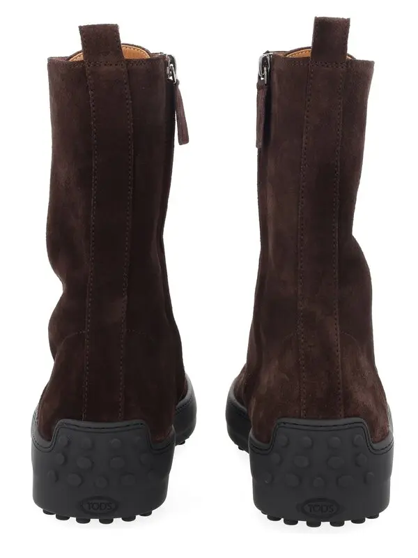 TOD'S Lace-up Suede Ankle Boots - Brown