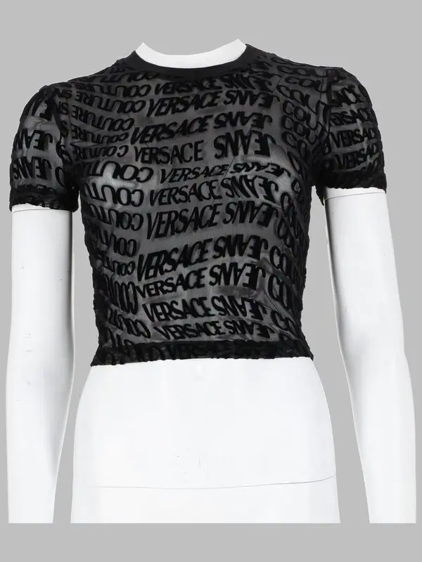Versace Cropped Logo Print T-shirt