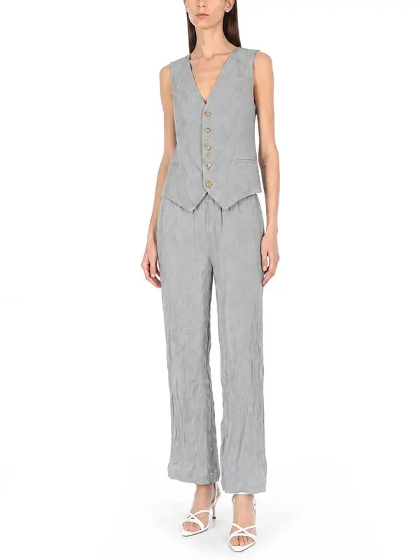 ALYSI Textured Viscose Trousers - Grey