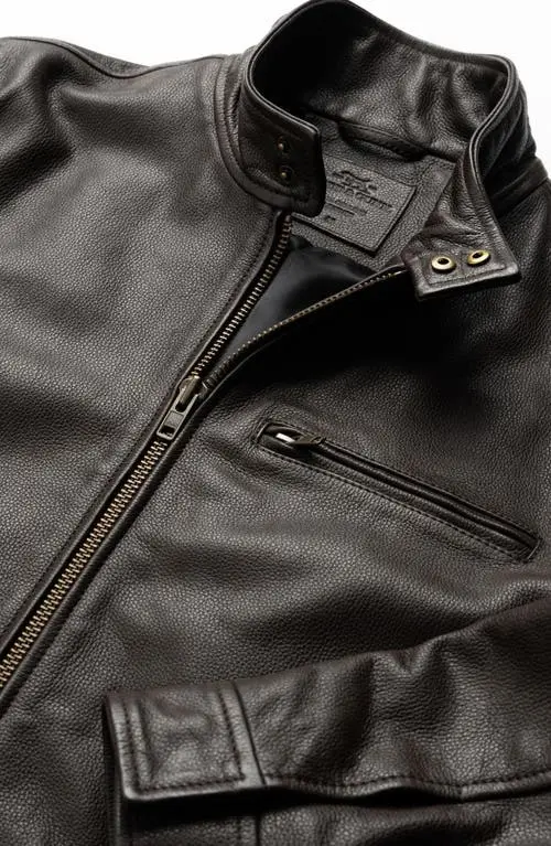 Rodd & Gunn Canvastown Leather Café Racer Jacket
