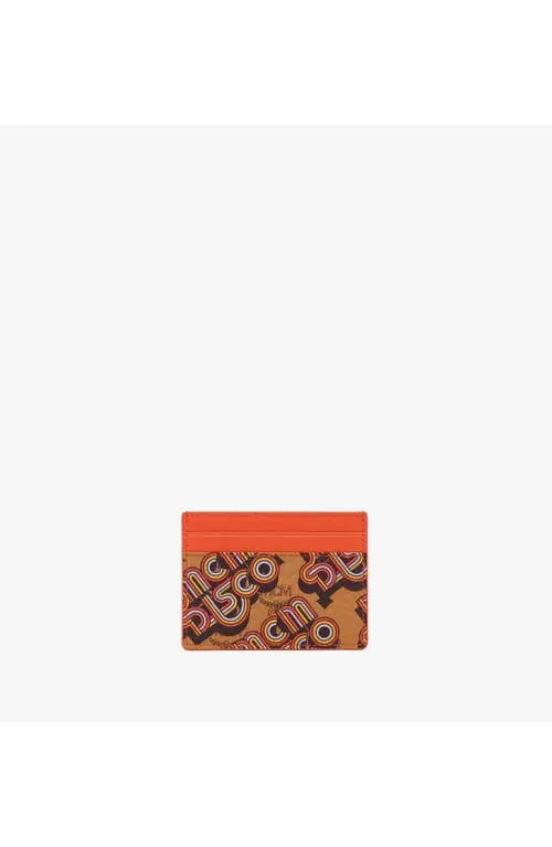 Mcm Aren Card Case In Disco Visetos - Cognac