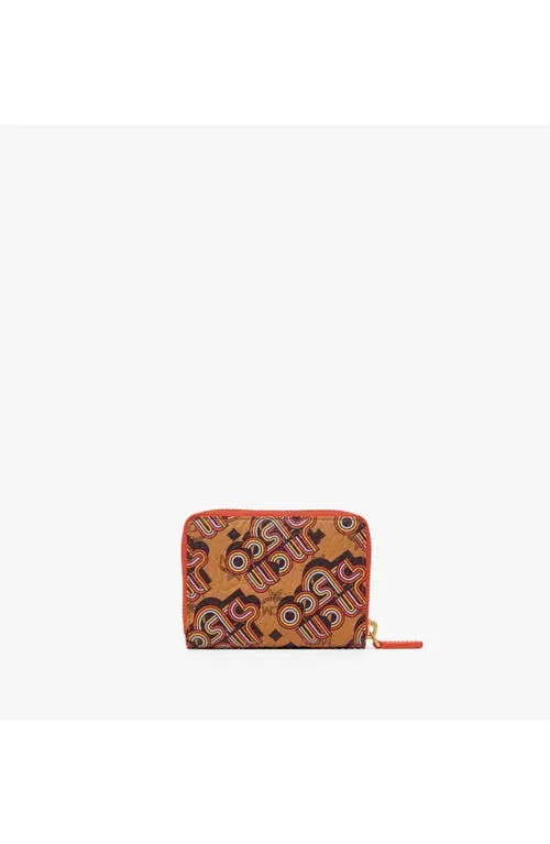 Mcm Aren Zip Wallet In Disco Visetos