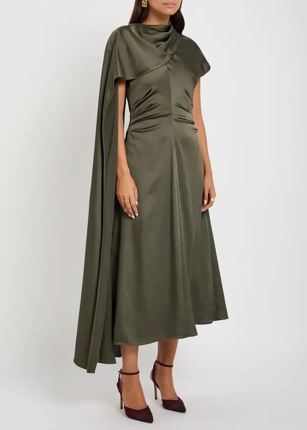 Simkhai Cape Satin-crepe Midi Dress