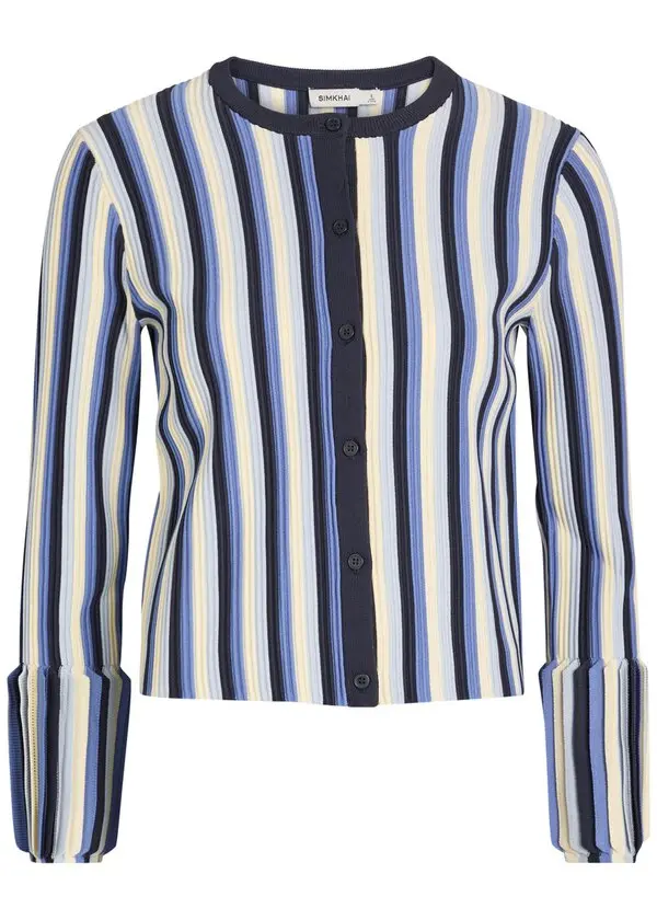 Simkhai Iris Striped Knit Cardigan - Blue