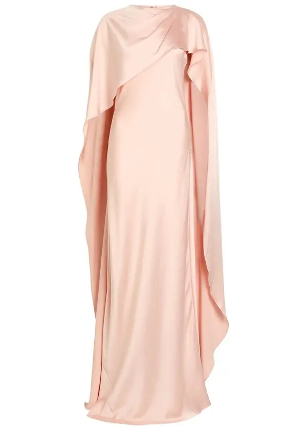Simkhai Izel Draped Cape Satin-crepe Gown