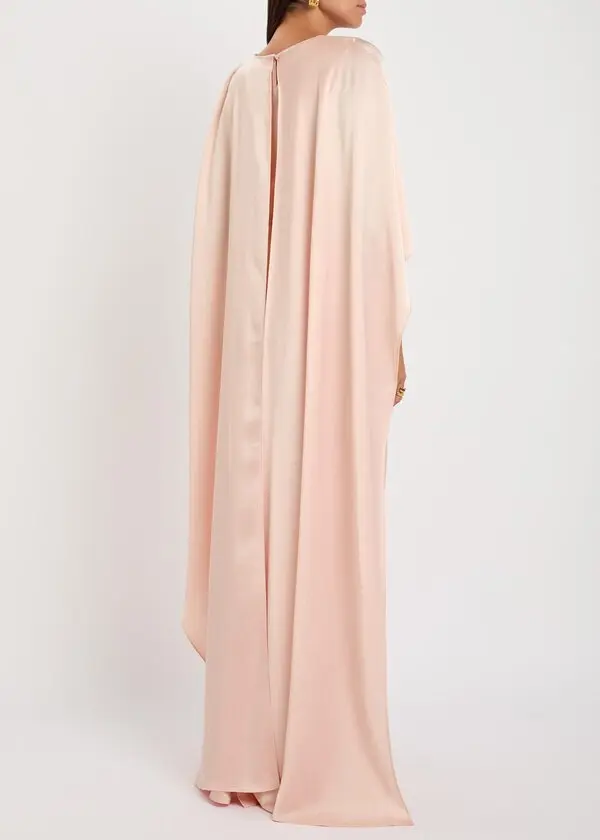 Simkhai Izel Draped Cape Satin-crepe Gown