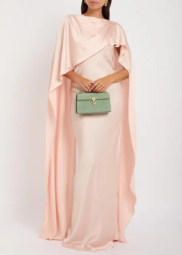 Simkhai Izel Draped Cape Satin-crepe Gown
