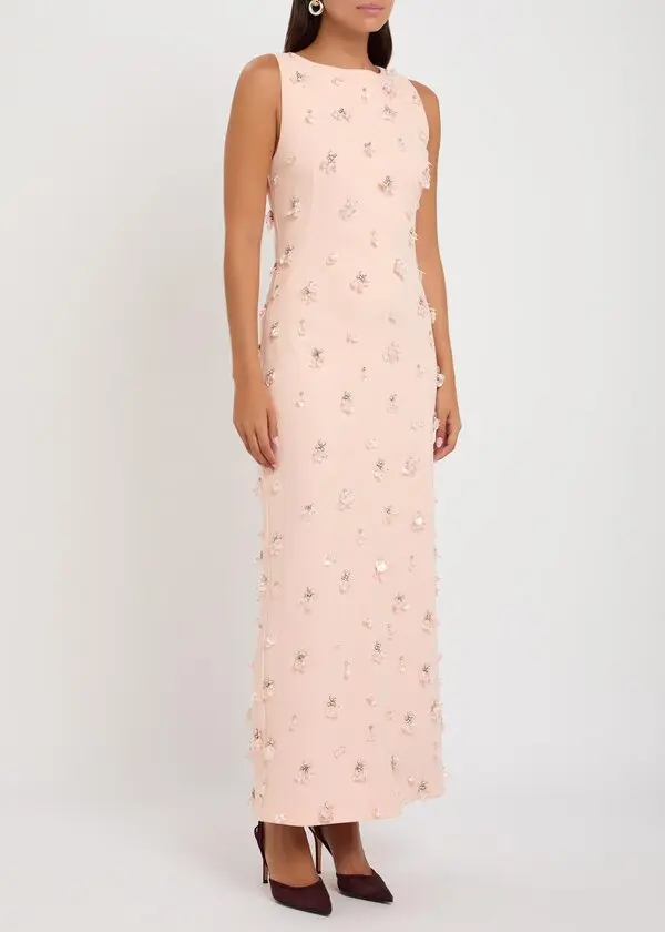 Simkhai Claudia Embellished Crepe Maxi Dress - Pink