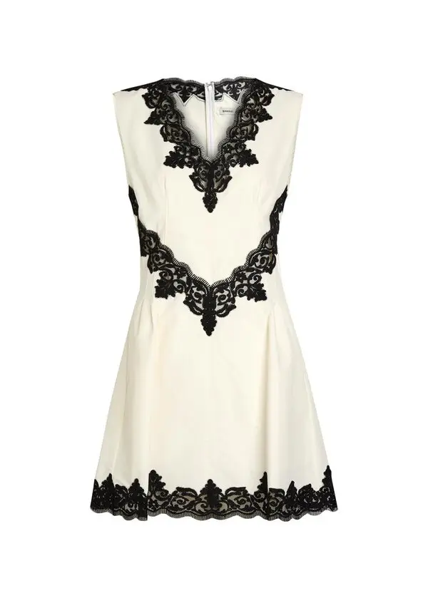 Simkhai Minna Lace-appliquéd Cotton-blend Faille Mini Dress - White