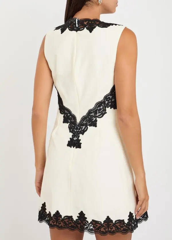 Simkhai Minna Lace-appliquéd Cotton-blend Faille Mini Dress - White