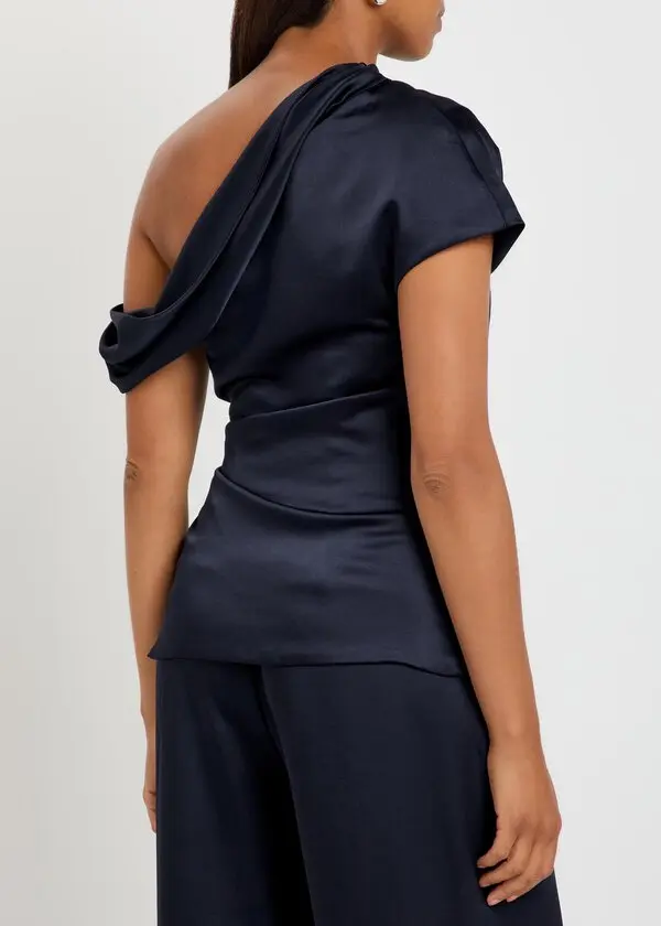 Simkhai Phoebe Asymmetric Draped Satin Top