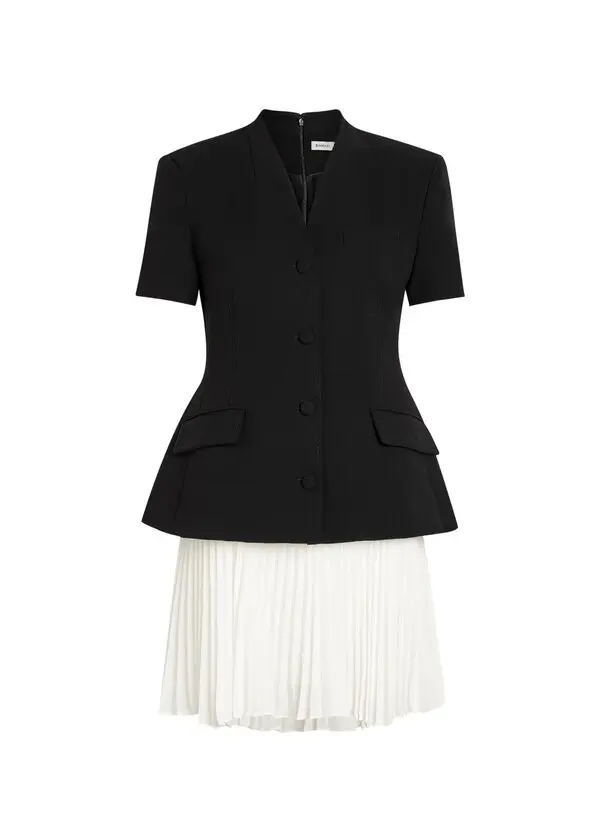 Simkhai Leah Tailored Blazer Crepe Mini Dress - Black