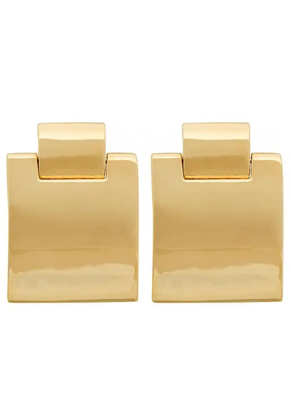 NINA GORDON Square Mini Doorknockers 14kt Vermeil Drop Earrings - Gold