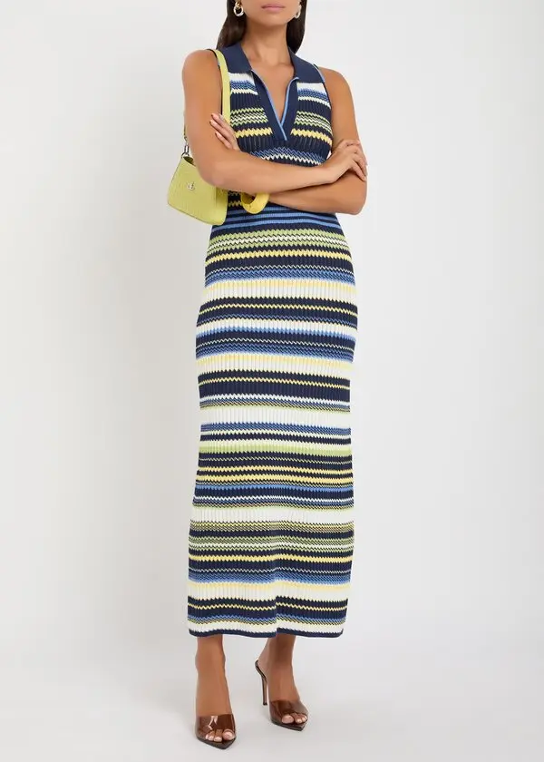 Simkhai Kerrin Chevron Knit Midi Dress