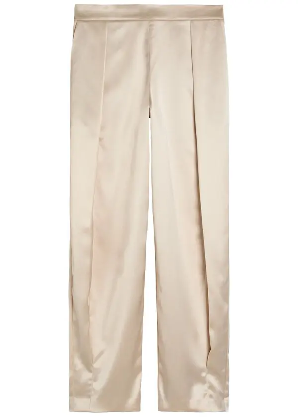 Simkhai Faye Side-slit Satin Trousers - Grey