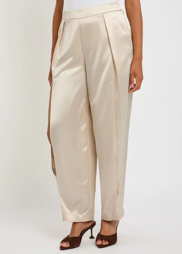 Simkhai Faye Side-slit Satin Trousers - Grey