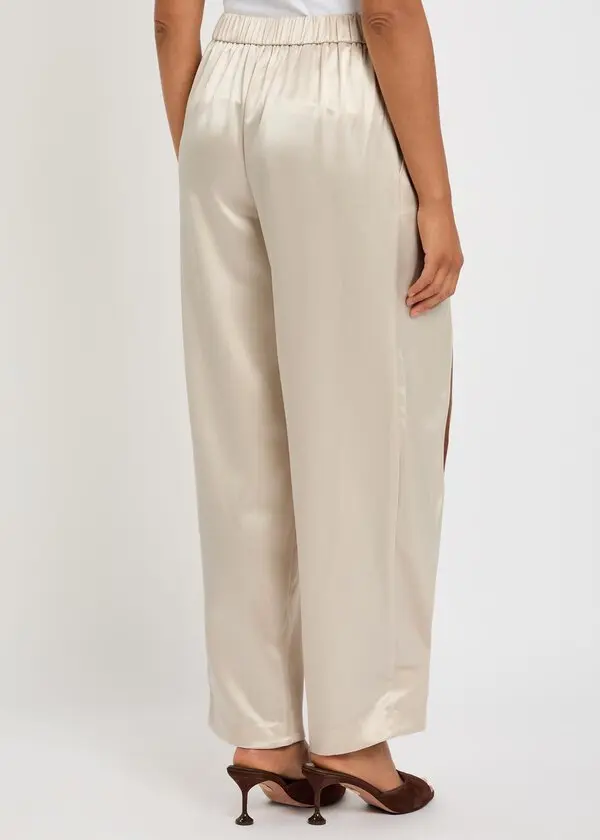 Simkhai Faye Side-slit Satin Trousers - Grey