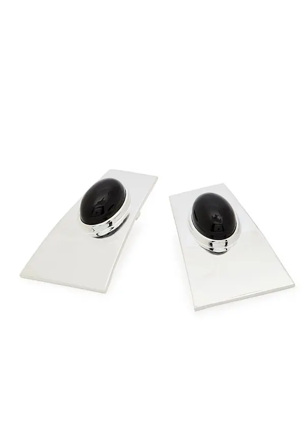 NINA GORDON Cabochon Drop Earrings - Silver