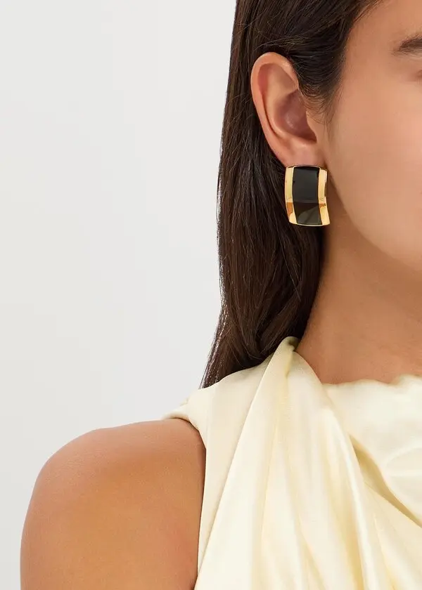 NINA GORDON Eclipse Enamelled 14kt -plated Drop Earrings