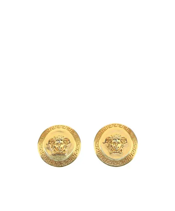 Versace Round Medusa Earrings - Gold