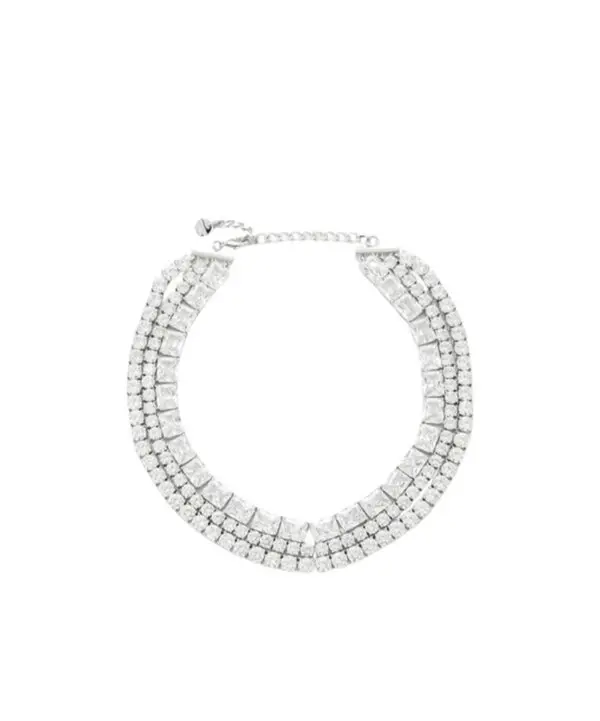 SELF-PORTRAIT Multi Crystal Choker - Silver