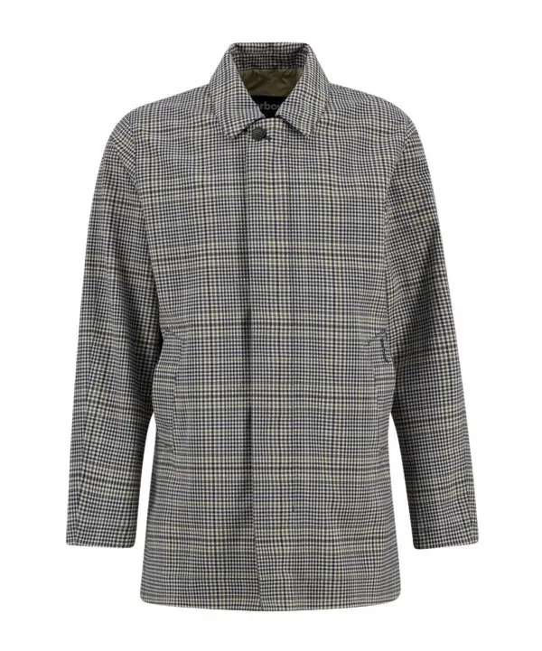 Barbour Waterproof Mac With Tricolor Check Pattern