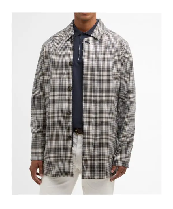 Barbour Waterproof Mac With Tricolor Check Pattern