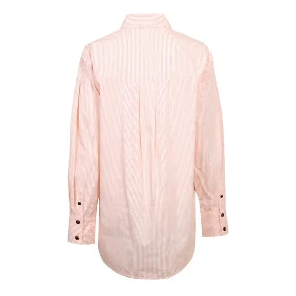 GANNI Striped Cotton Oversized T-shirt - Pink