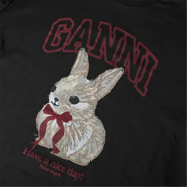 GANNI Logo Crew Neck T-shirt - Black
