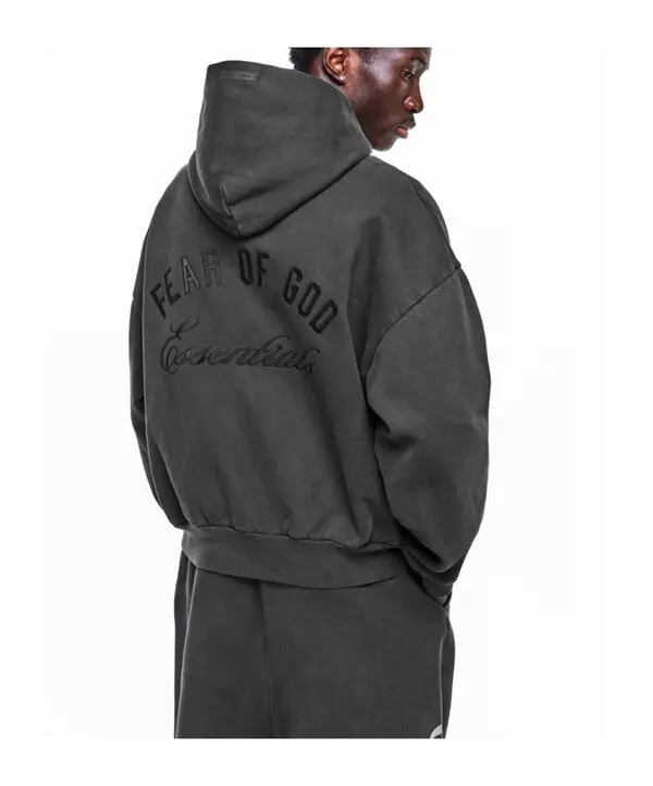 Fear Of God Script Logo Zip-up Hoodie - Black