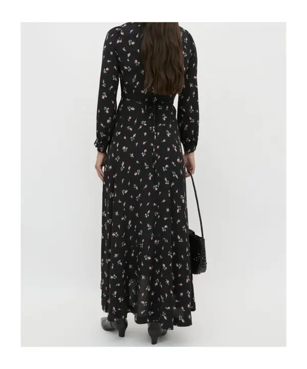 Rixo Floral Print V-neck Long Sleeve Maxi Dress