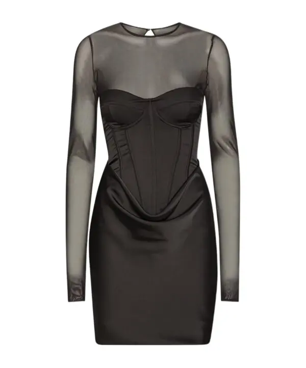 ROTATE BY BIRGER CHRISTENSEN Long Sleeve Corset Dress