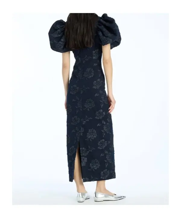 ROTATE BY BIRGER CHRISTENSEN Puff Sleeve Floral Jacquard Dress - Black