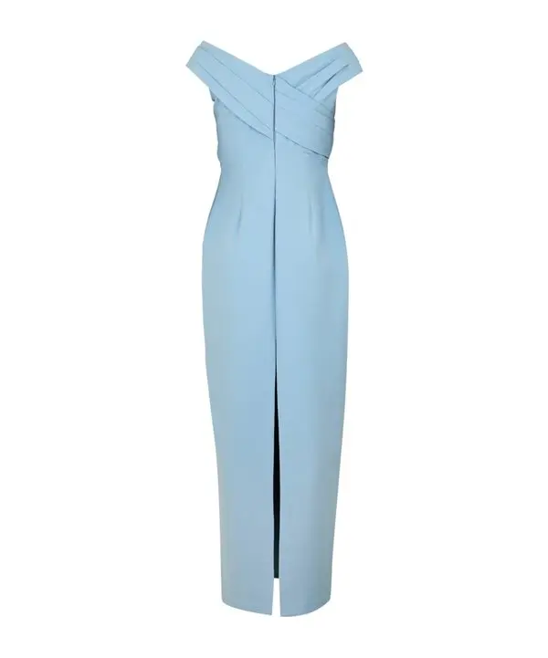 Ralph Lauren Pleated V-neck Gown